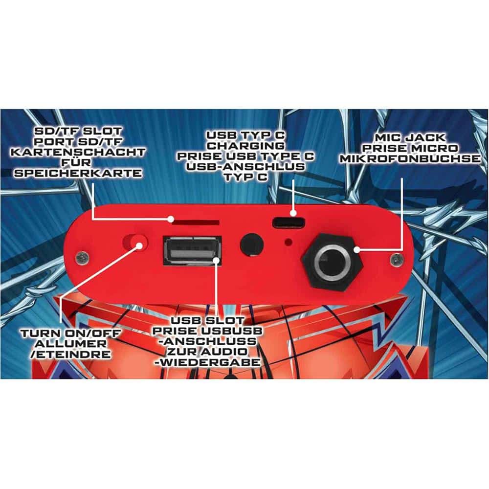 Lexibook Spider Man Portable Bluetooth Speaker With Lights And ...